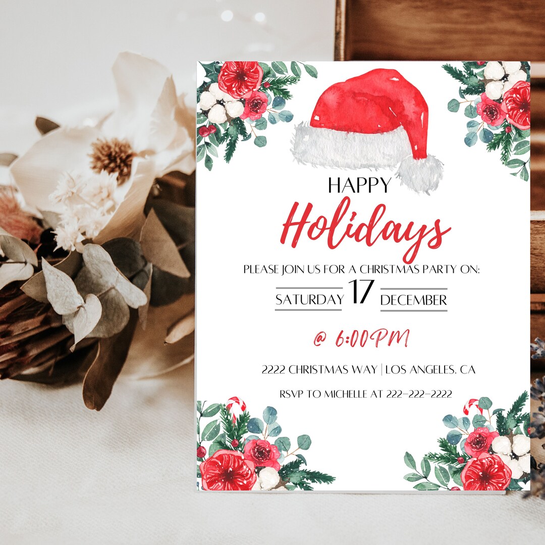 Editable Holiday Party Invitation, Digital Party Invitation, Printable ...
