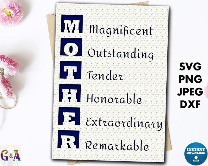 Mothers Day Card Svg File for Cricut, Mother Definition Card for Mum ...