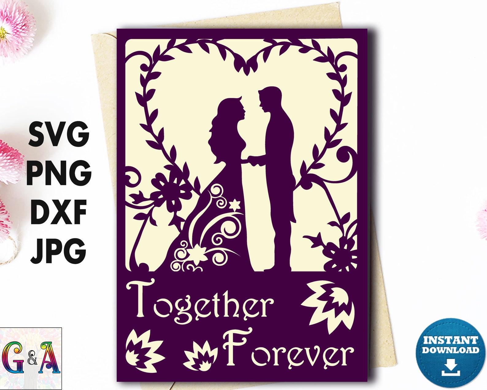 Wedding Card Svg Files for Cricut With Envelope Template - Etsy