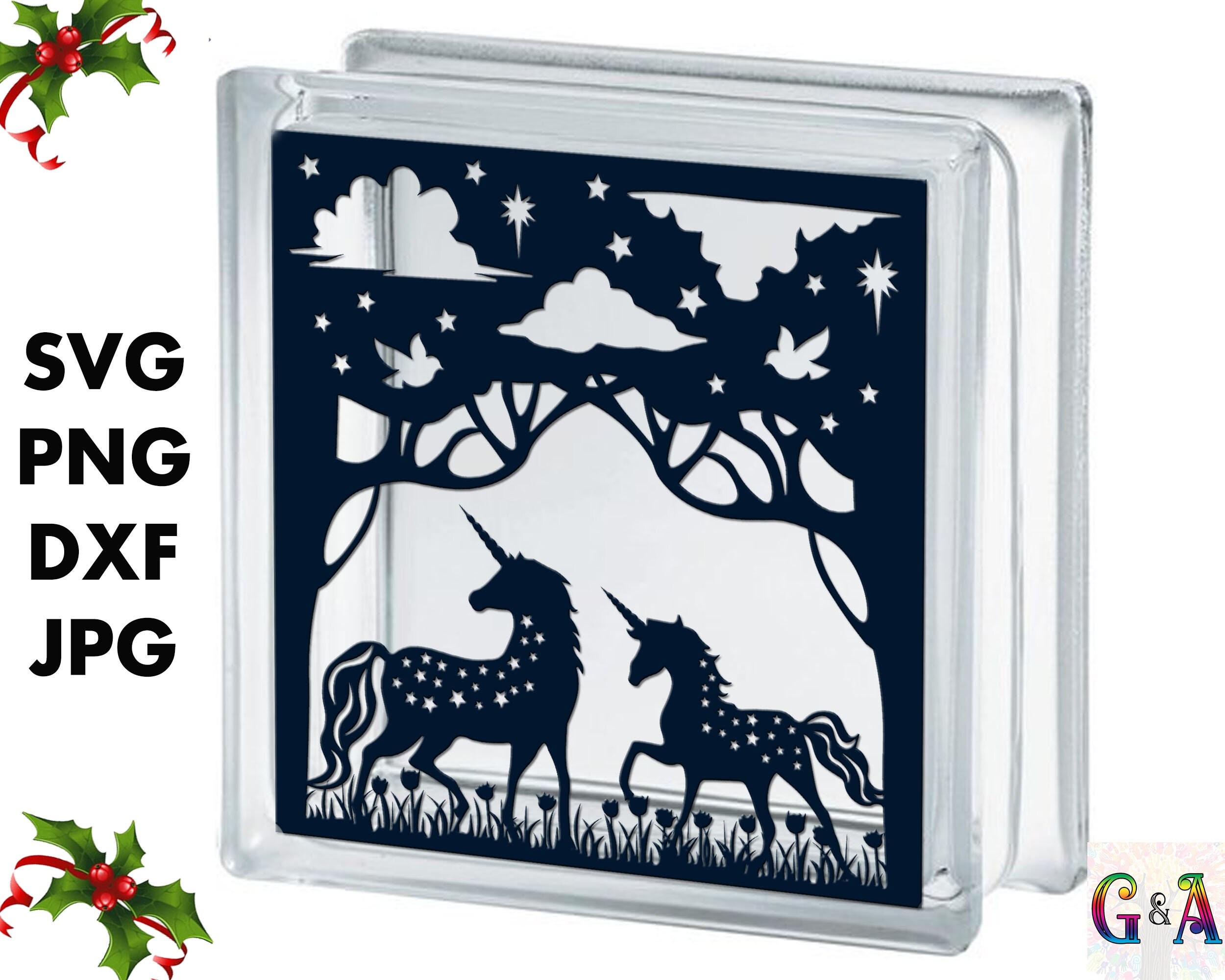 Unicorn Glass Block Svg Files for Cricut, Cute Unicorn Cut File Ideas ...
