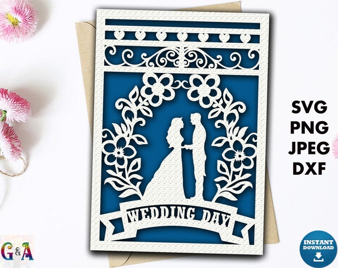 Hochzeitskarte SVG-Datei für Cricut Joy Plotterdatei für Einladungskarte zur Hochzeit ...