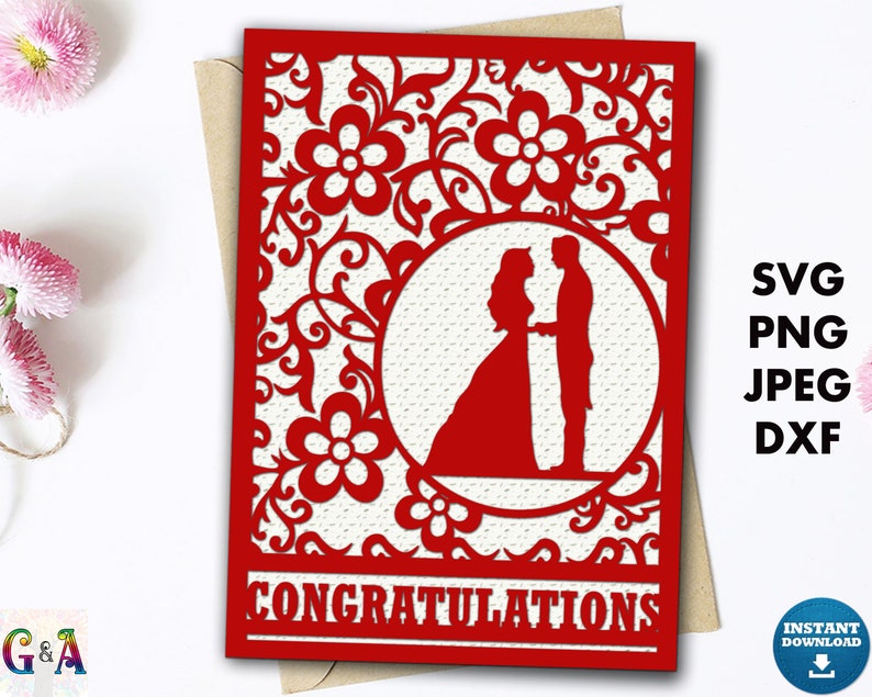 Congratulations Wedding Shower Card Svg Cricut Wedding Card - Etsy