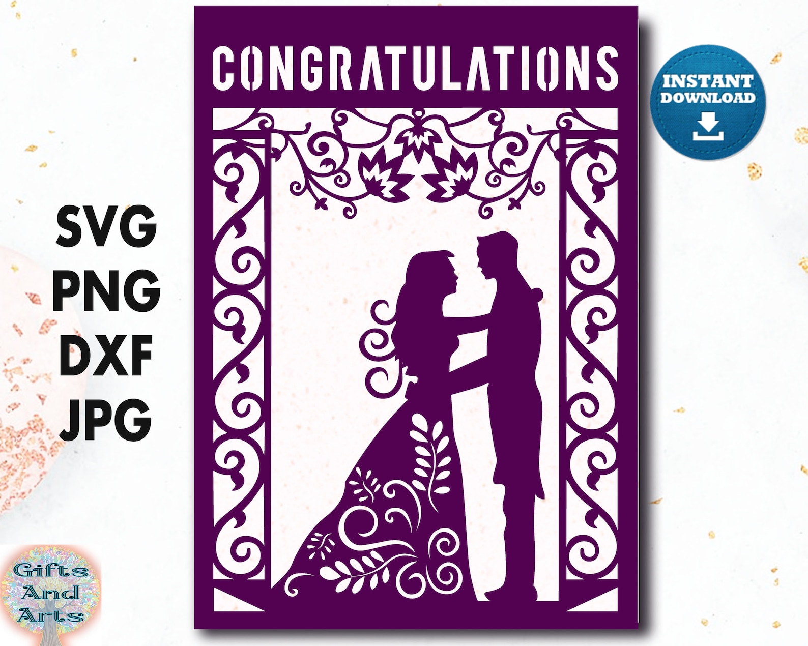 Wedding Card Svg File for Cricut Congratulations Card Svg | Etsy