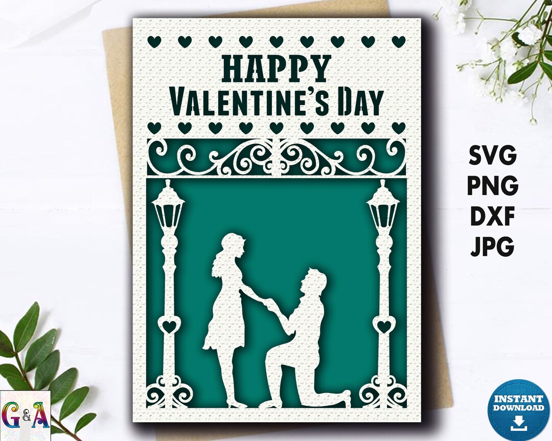 Valentine Card Svg, Happy Valentines Day Card Svg Cut File, Cricut ...