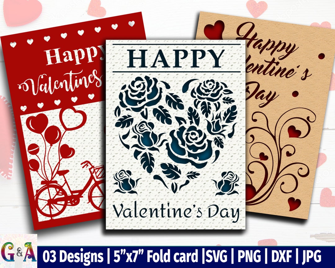 Valentine Card Svg Bundle, Happy Valentine s Day Card Svg Files for ...