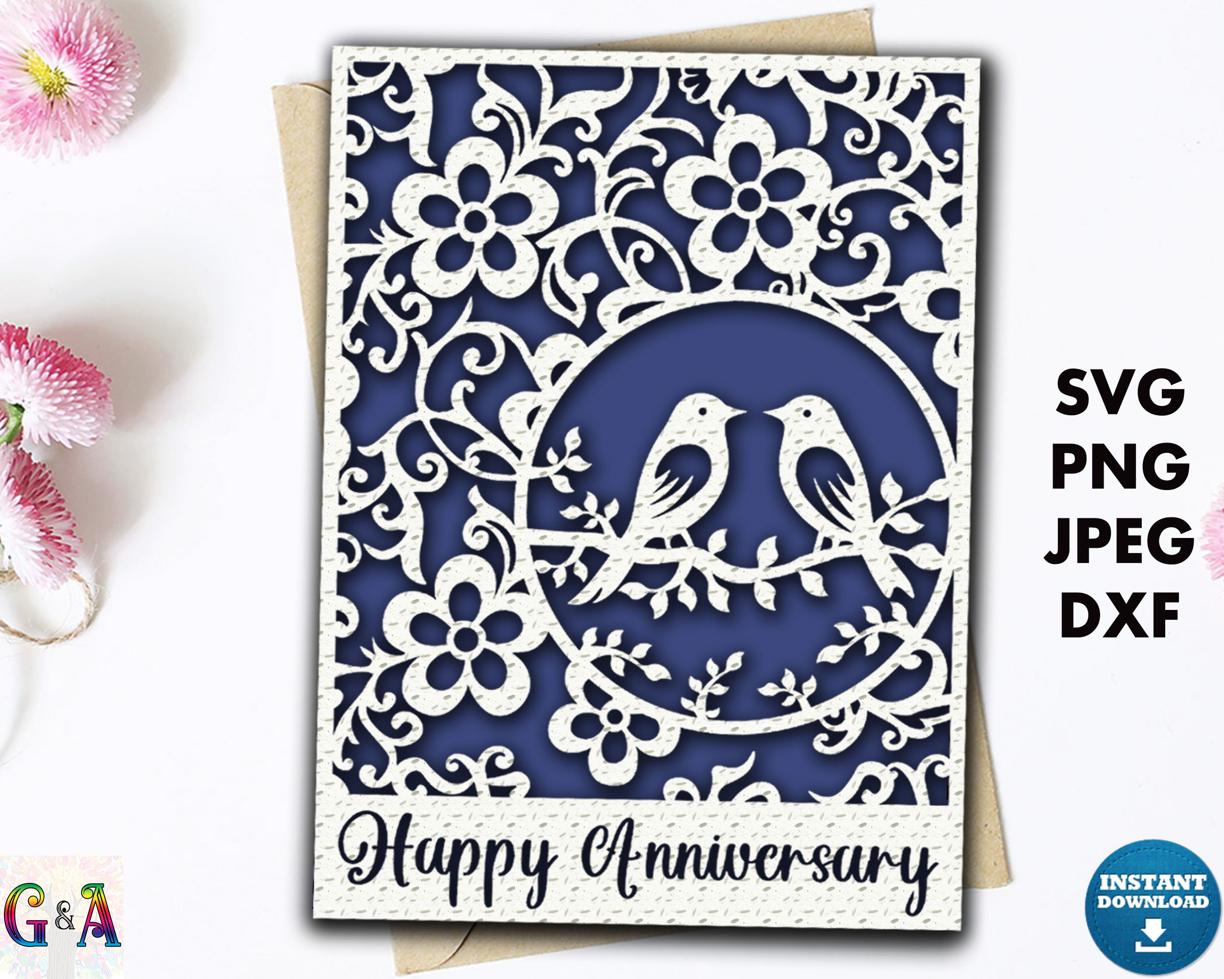 Anniversary Card Svg, Romantic Happy Anniversary Cut File for Cricut ...