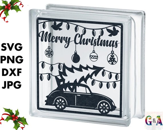 Christmas glass block SVG Christmas scene cut file for | Etsy