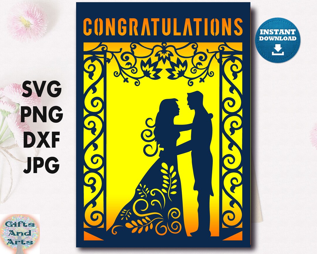 Wedding Card Svg File for Cricut Congratulations Card Svg Wedding ...