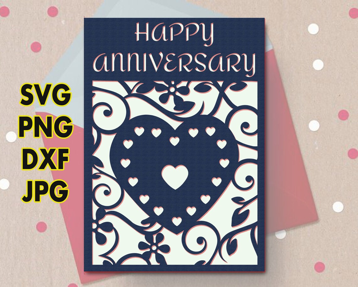 Anniversary card svg Happy anniversary svg Wedding | Etsy