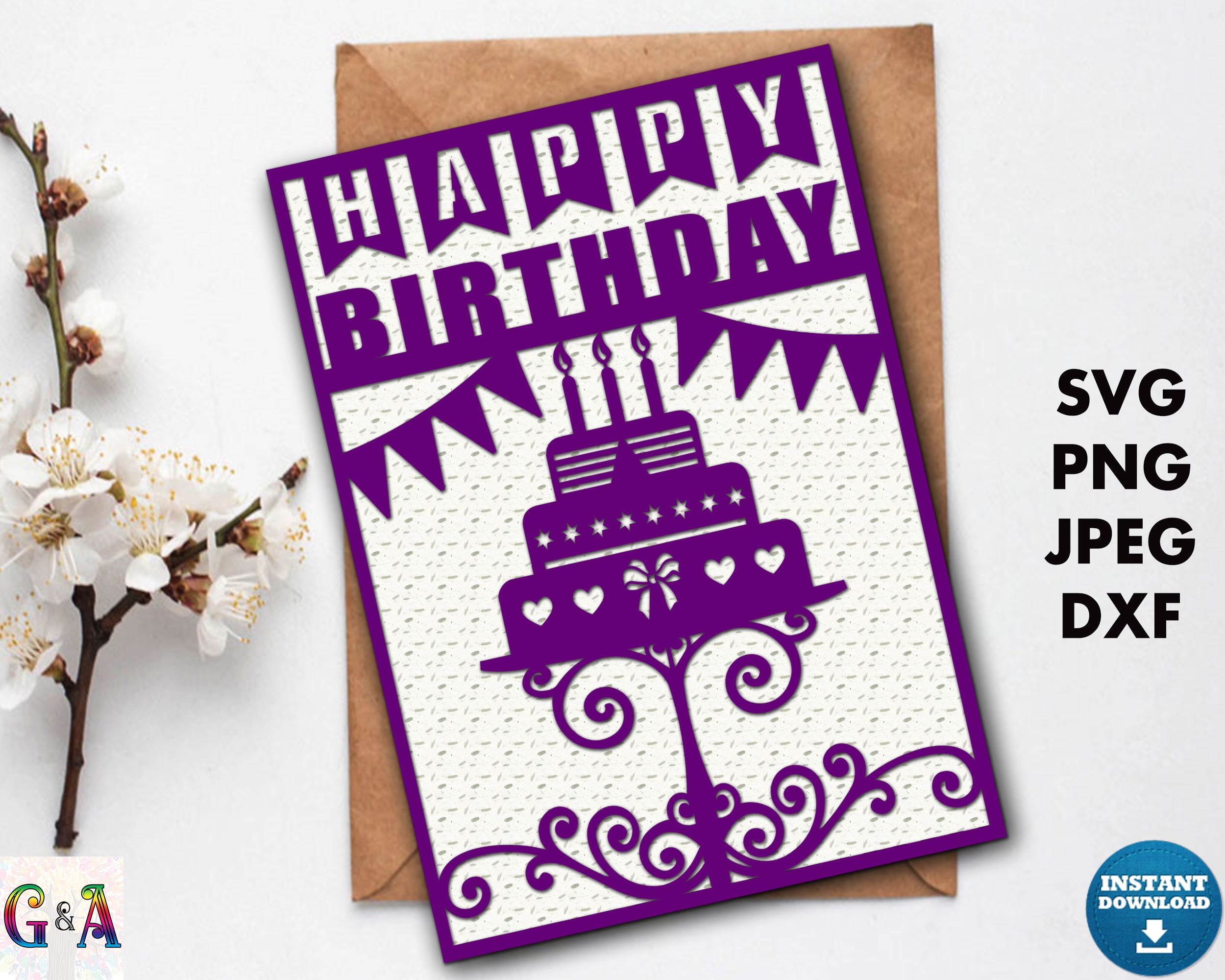 Happy Birthday Card Svg Birthday Cake Card Cut File for - Etsy Canada