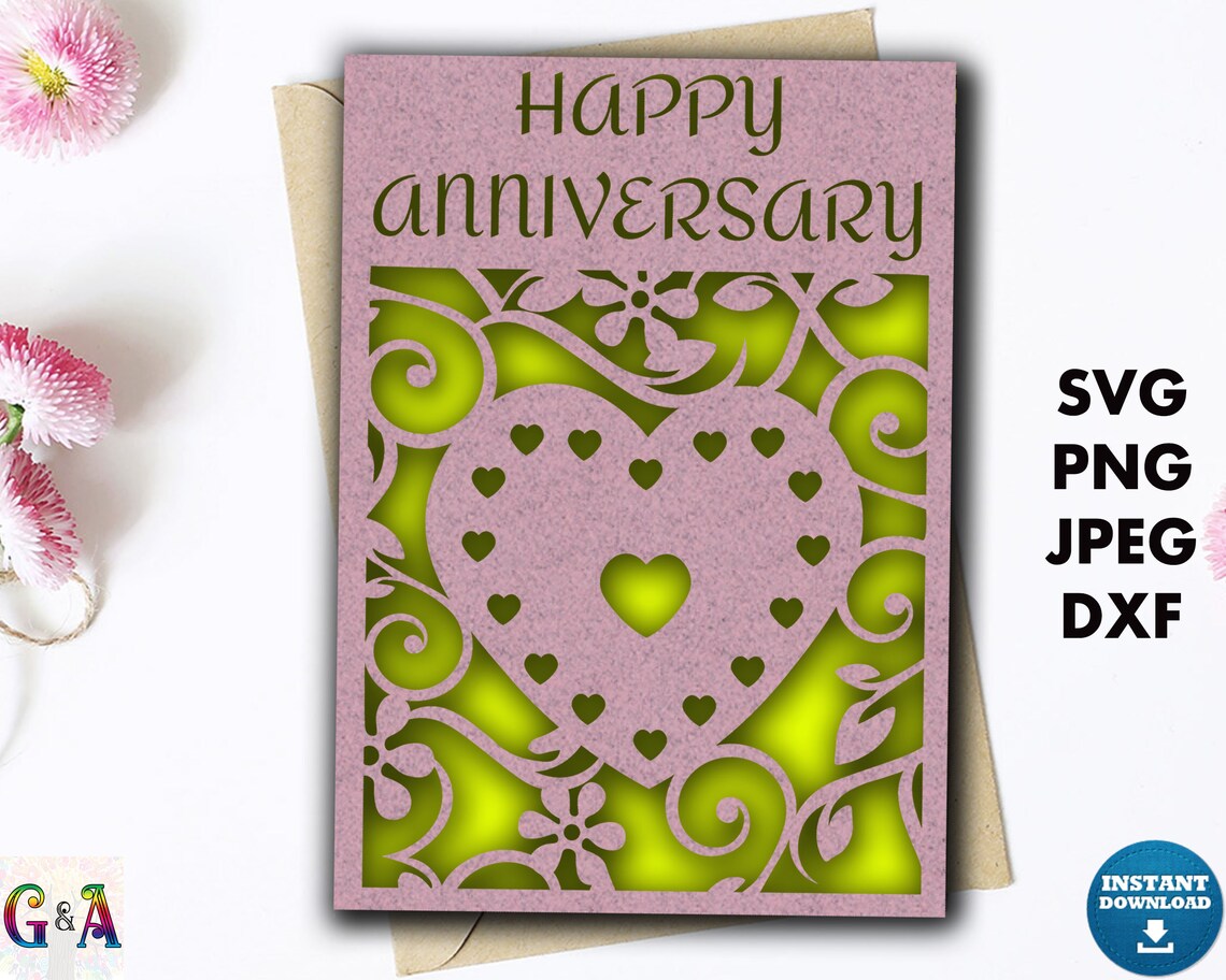 Anniversary Card Svg Happy Anniversary Cut File Wedding - Etsy