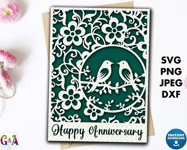 Anniversary Card Svg, Romantic Happy Anniversary Cut File for Cricut ...