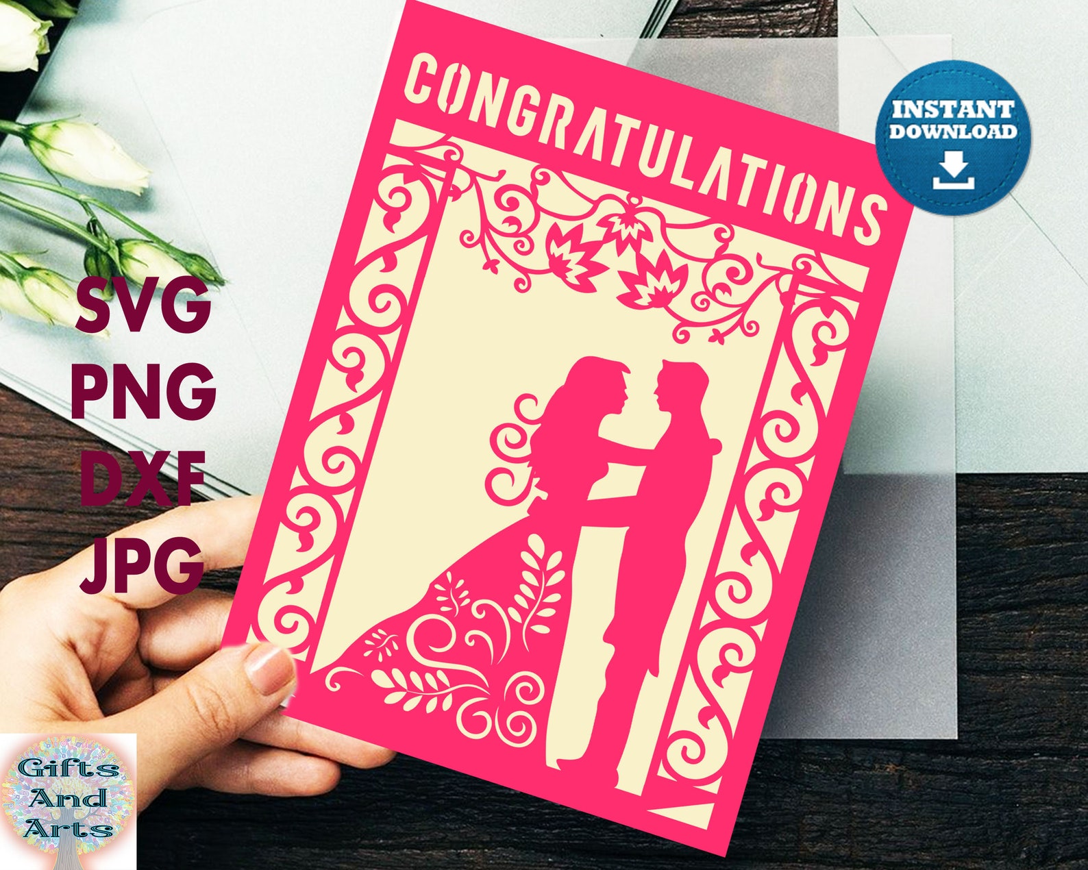 Wedding Card Svg File For Cricut Congratulations Card Svg Etsy