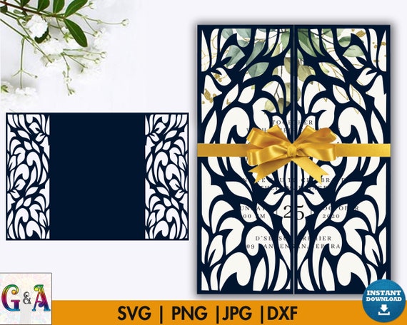 Wedding Invitation Template Svg Floral Gate Fold Bridal - Etsy