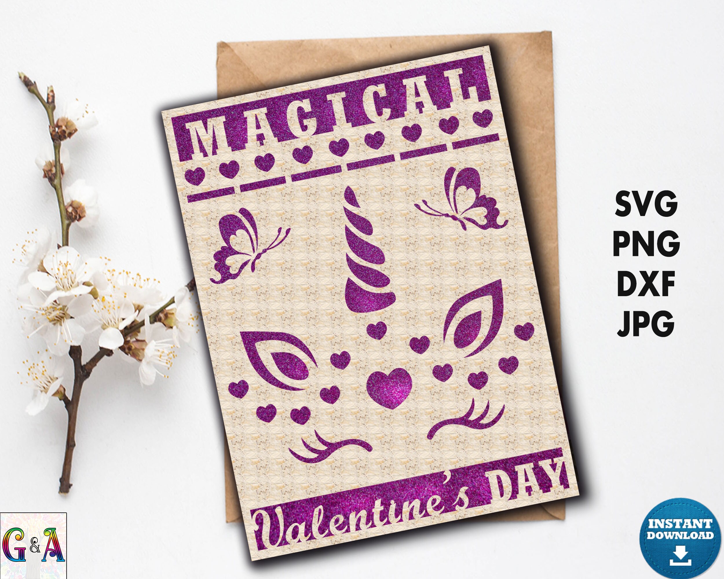 Unicorn Valentine Card Svg File for Kids Magical Valentines | Etsy