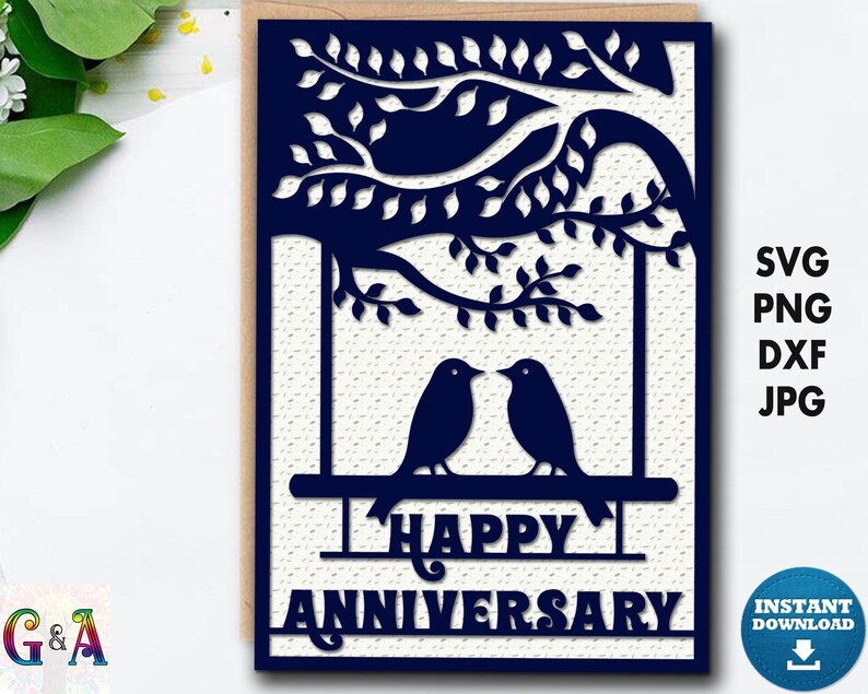 Anniversary Card Svg Romantic Happy Anniversary Cut File for | Etsy