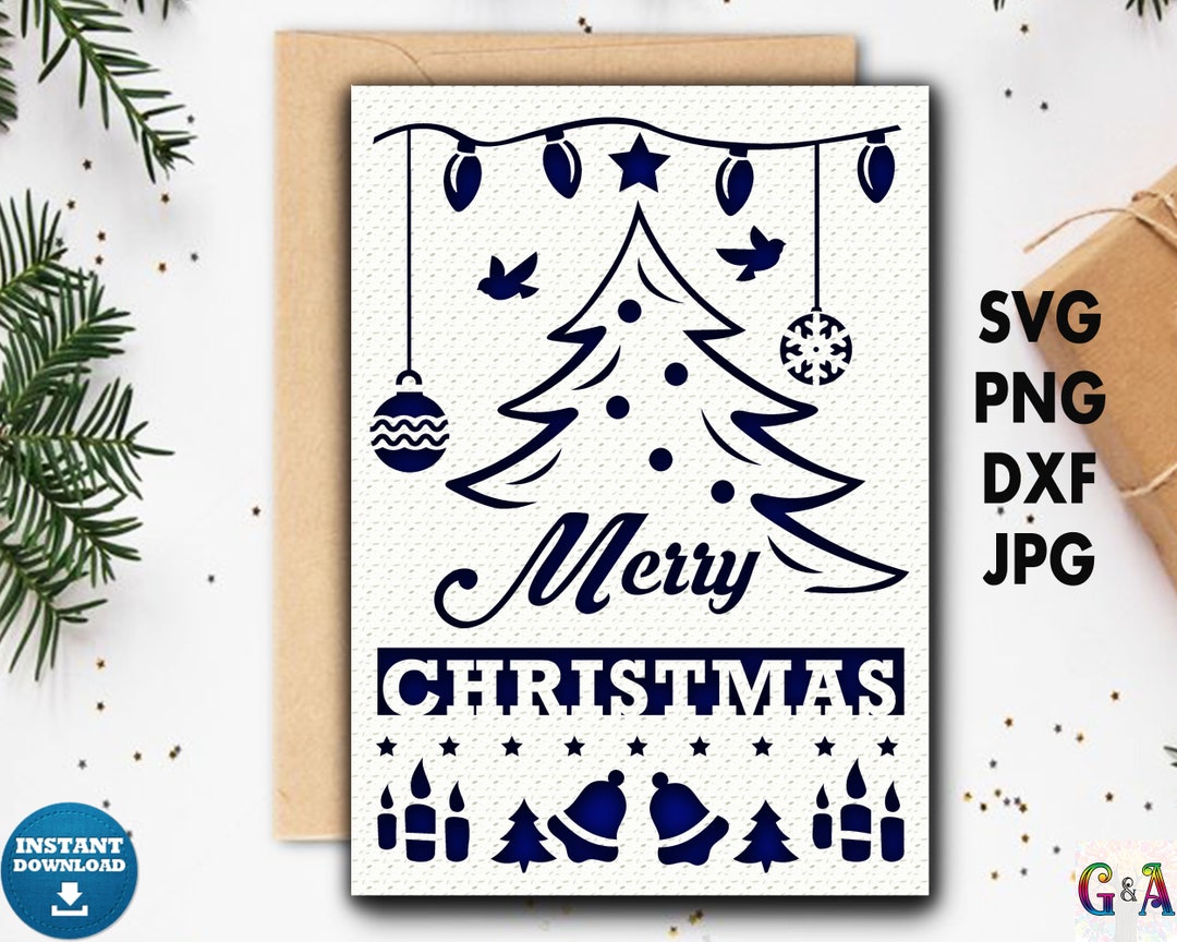 Christmas Card Svg, Cricut Christmas Svg Card Template With Envelope ...