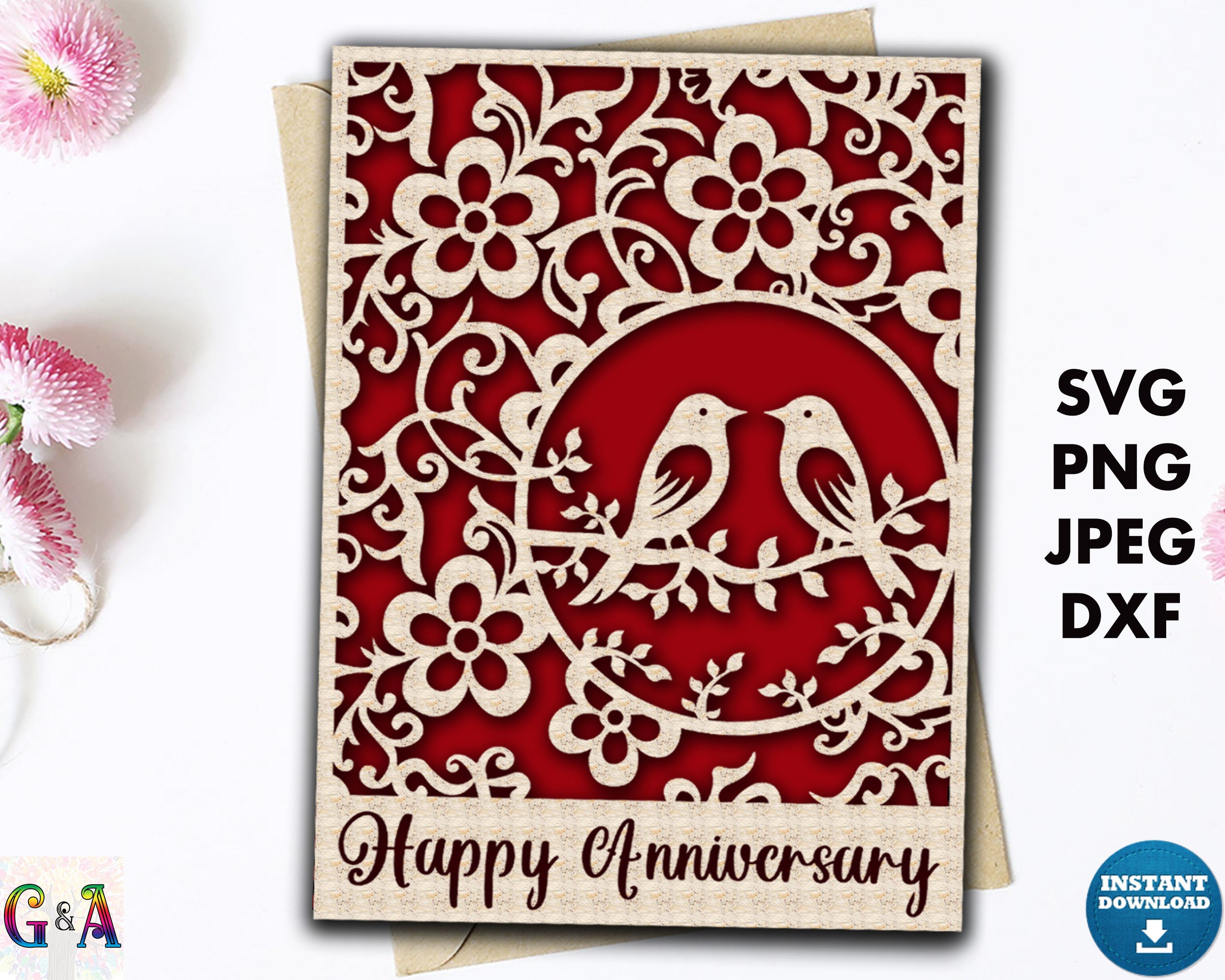 Anniversary Card Svg, Romantic Happy Anniversary Cut File for Cricut ...
