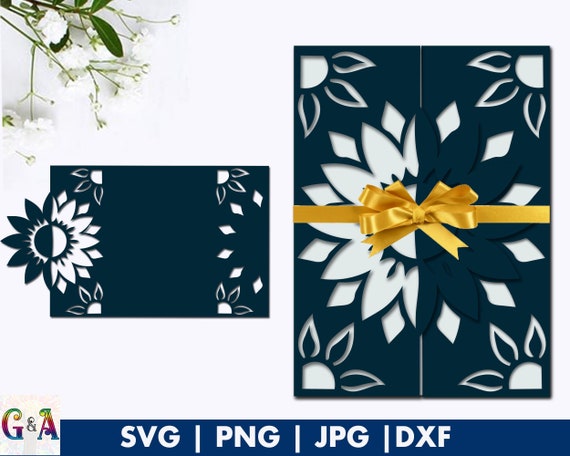Wedding Invitation Template Svg Sunflower Gate Fold Bridal | Etsy