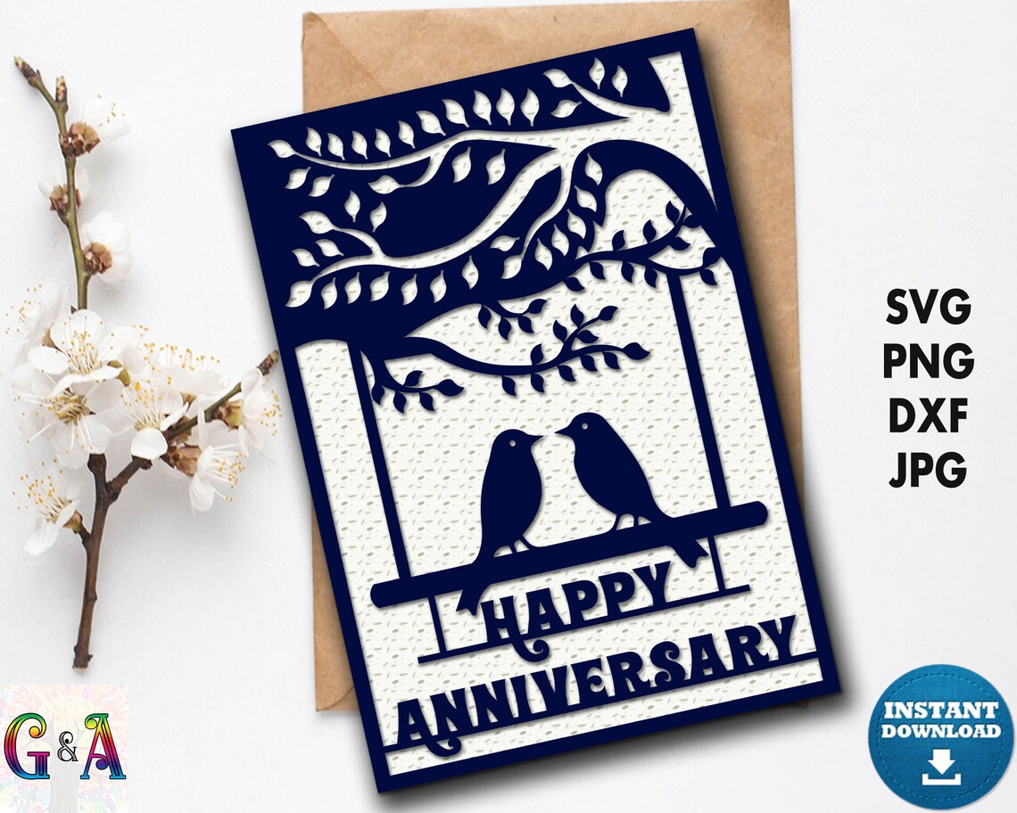 Anniversary Card Svg Romantic Happy Anniversary Cut File for - Etsy
