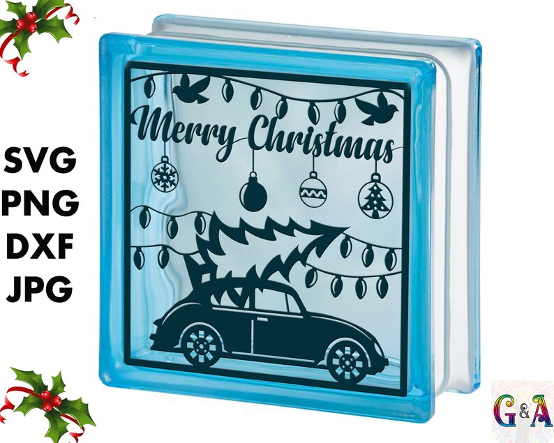 Christmas Glass Block SVG Christmas Scene Cut File for - Etsy