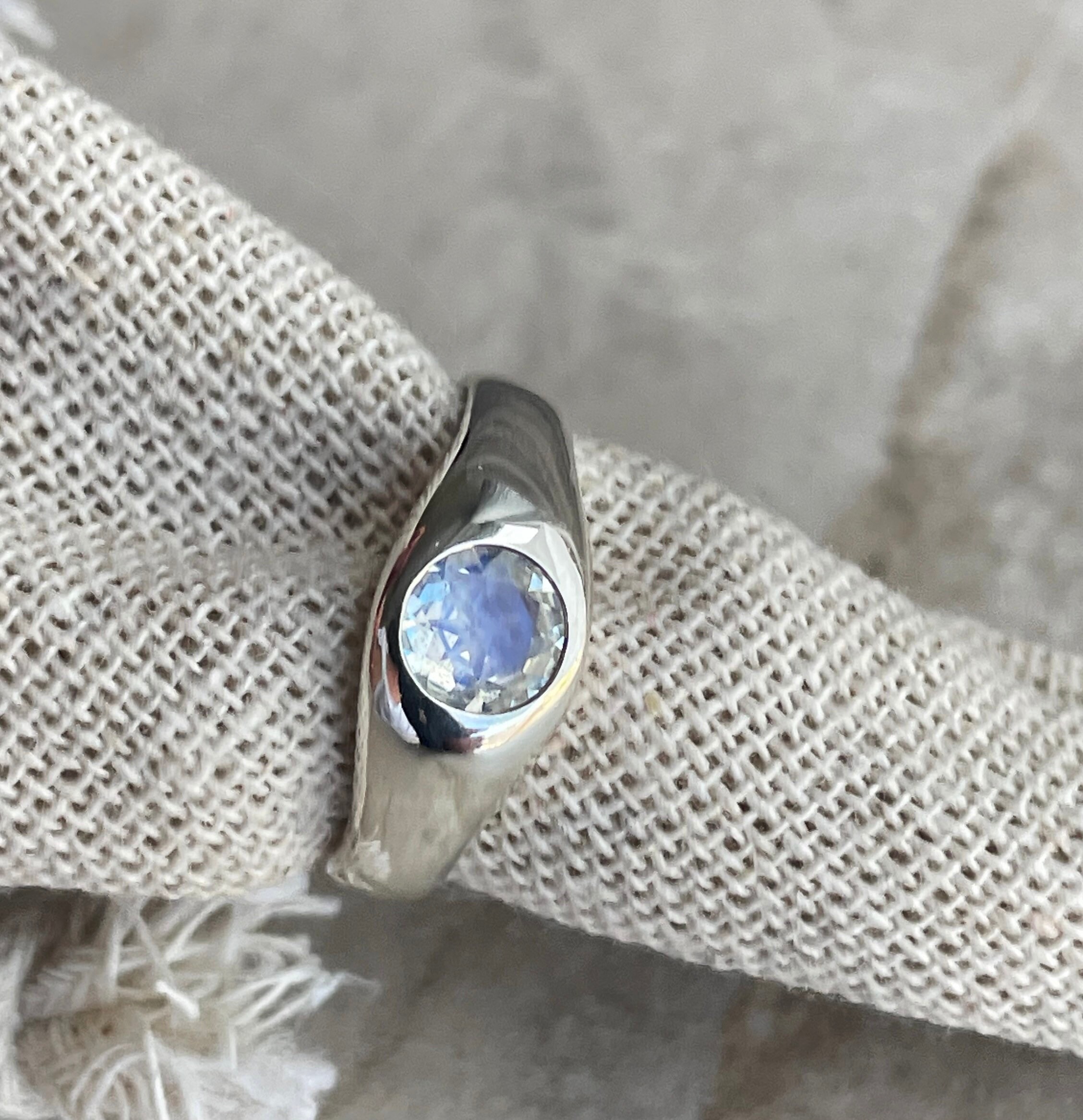 Moonstone Signet Ring , Statement Silver Handmade Ring , Chunky Ring ...