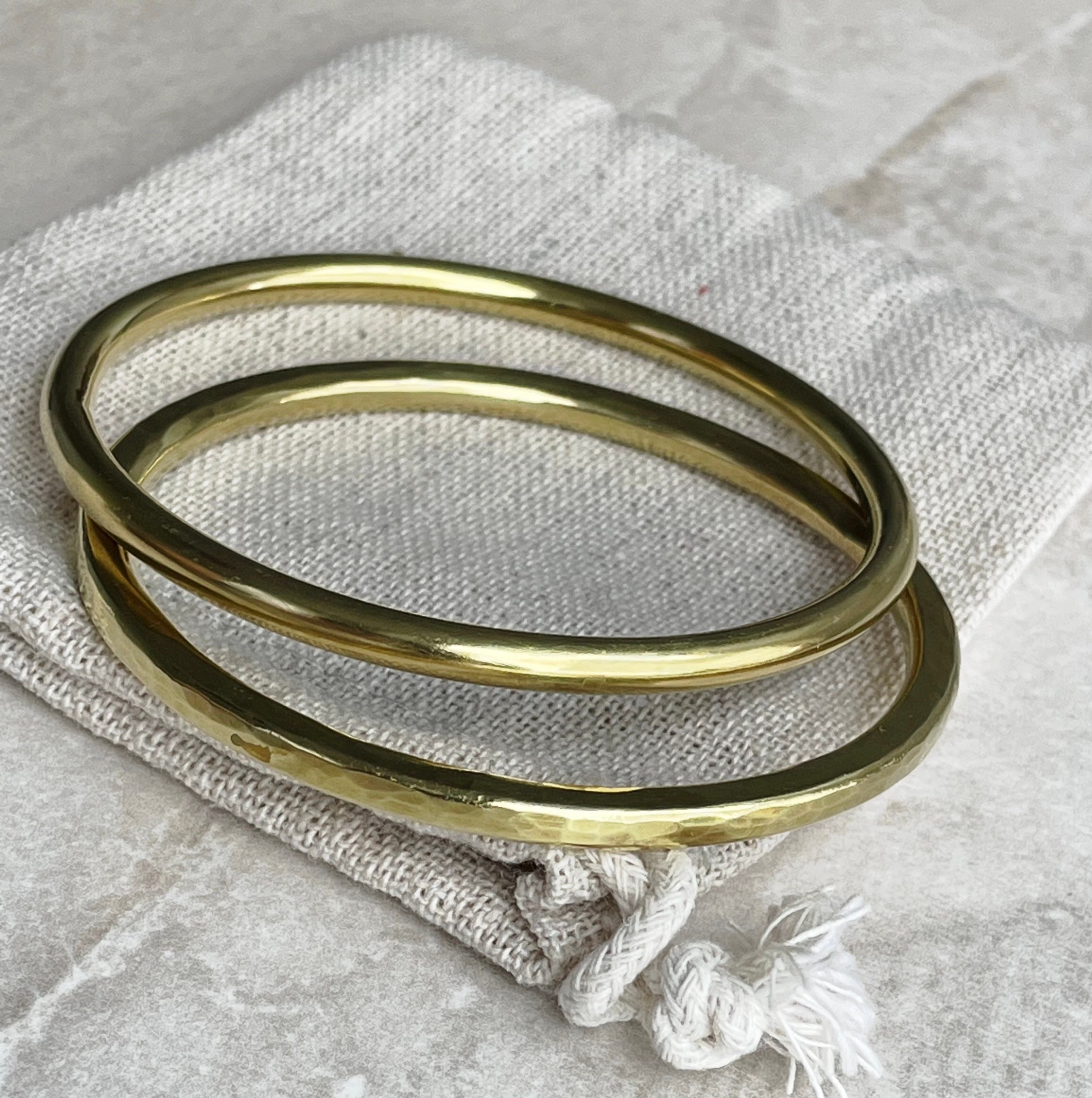 Brass Bangles ,chunky Golden Stacking Bangles , Choose Hammer or Smooth ...