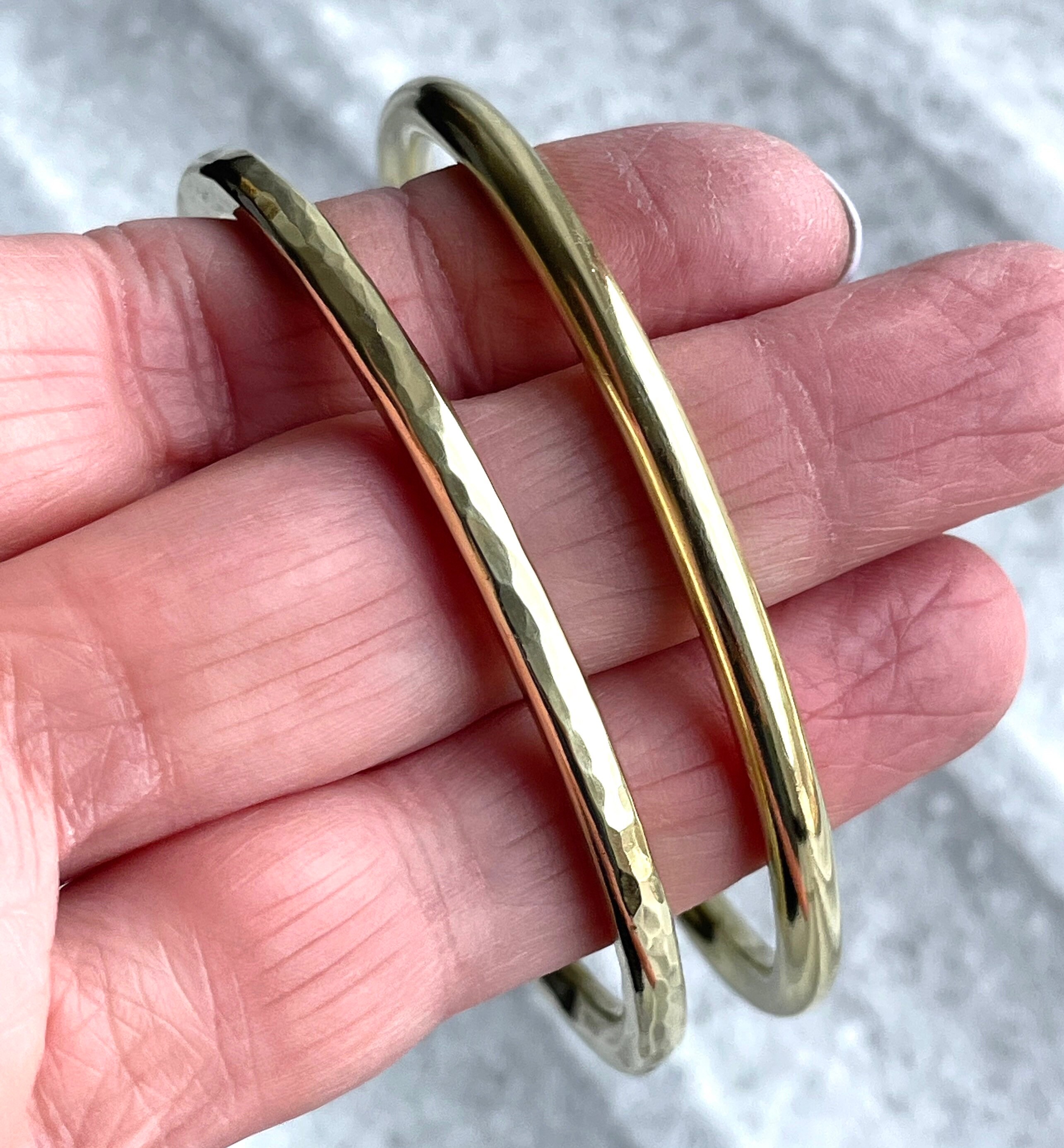 Brass Bangles ,chunky Golden Stacking Bangles , Choose Hammer or Smooth ...