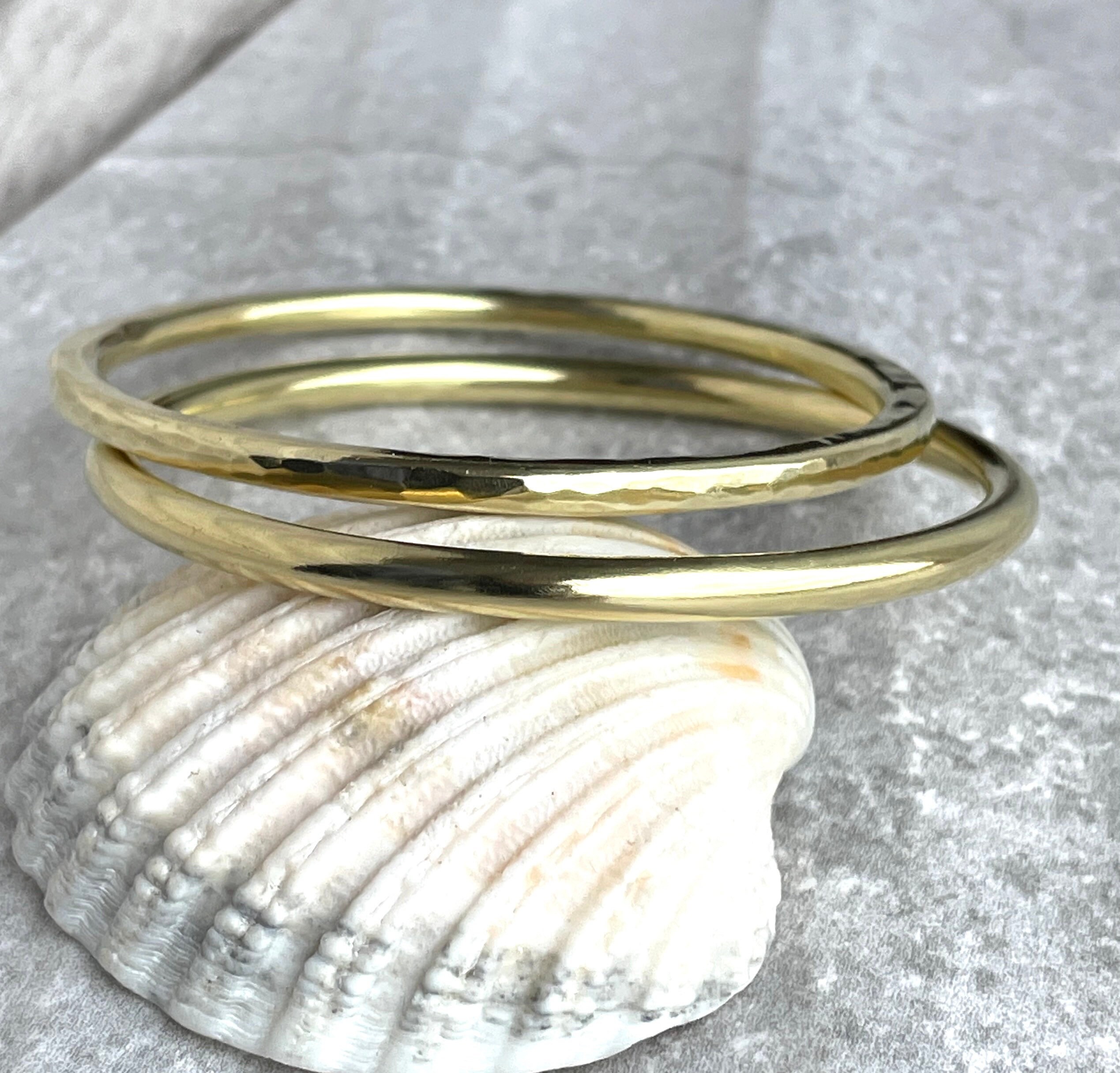 Brass Bangles ,chunky Golden Stacking Bangles , Choose Hammer or Smooth ...