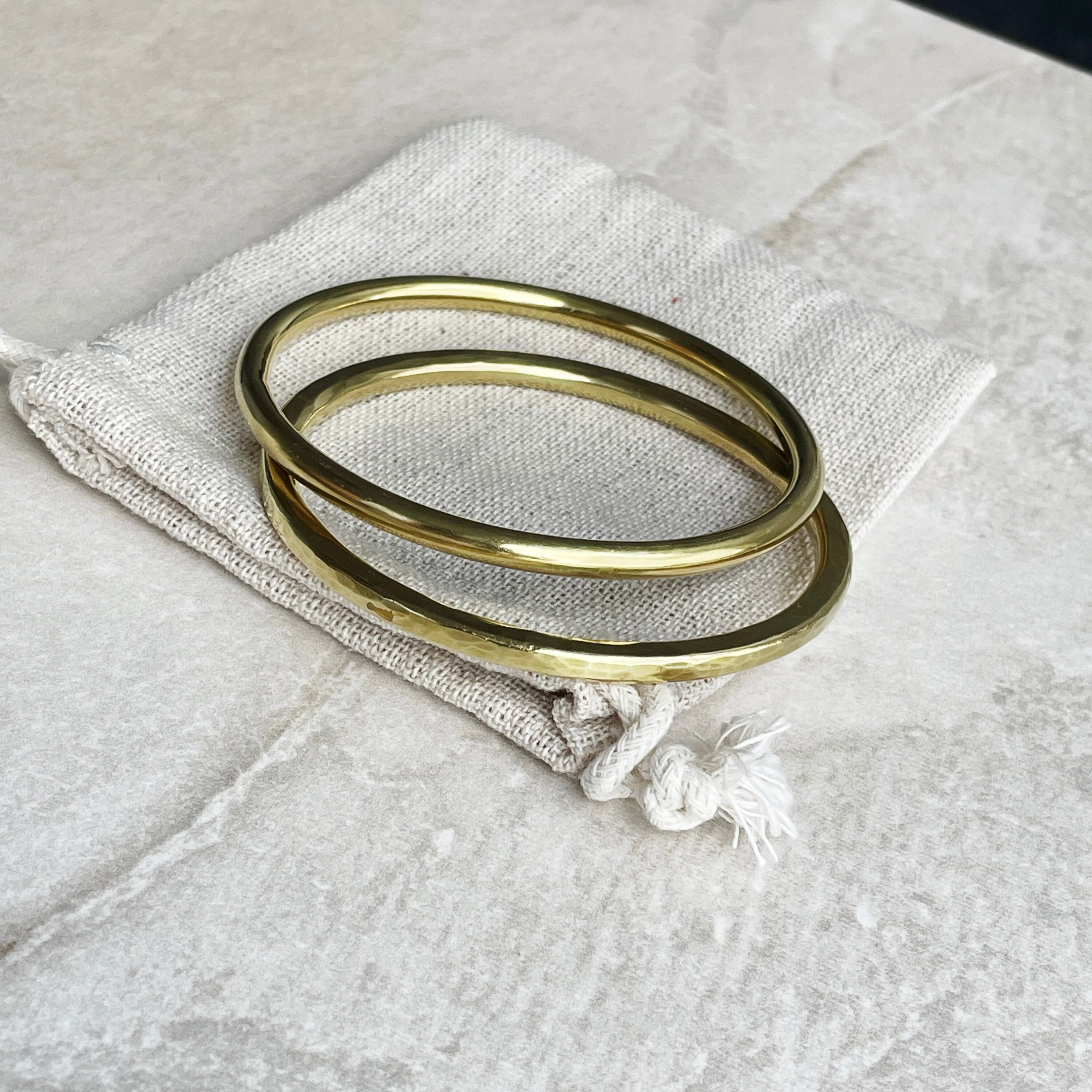 Brass Bangles ,chunky Golden Stacking Bangles , Choose Hammer or Smooth ...