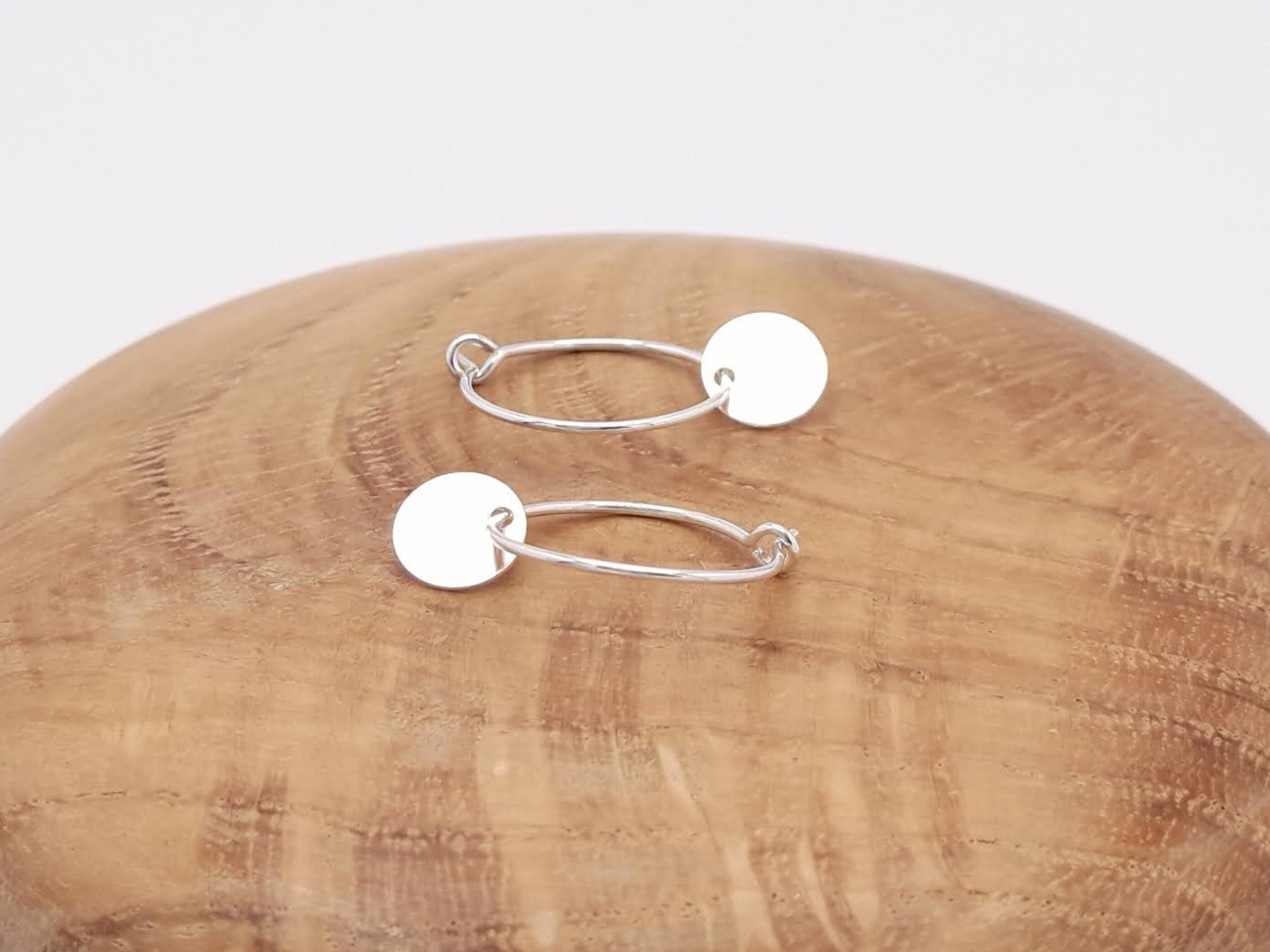 Disc Charm Hoops, Dainty Sterling Silver Disc Hoop Earrings, 15mm Hoops ...