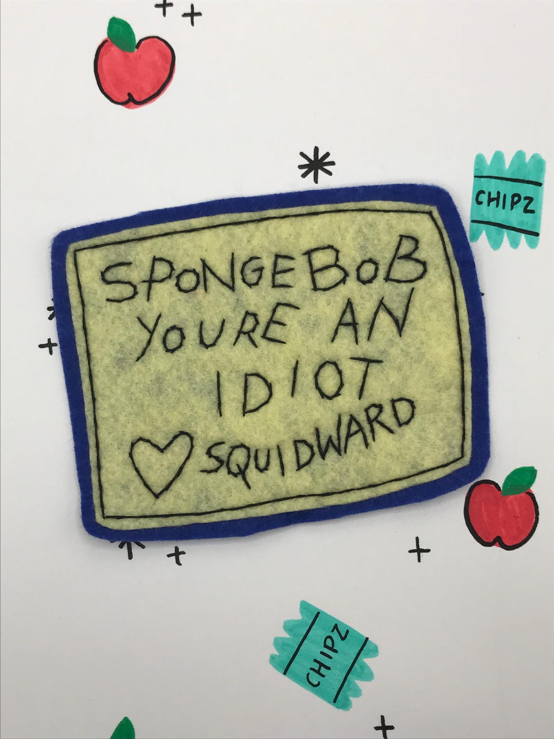 Spongebob Squidward's Note Handmade Sew-on Felt Patch - Etsy