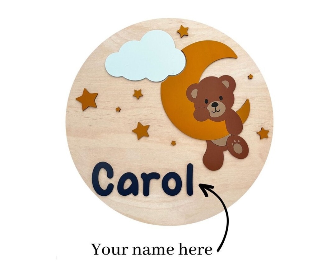 Teddy Bear Custom Name Sign,baby Shower Gift,child Deco,wall Decoration ...