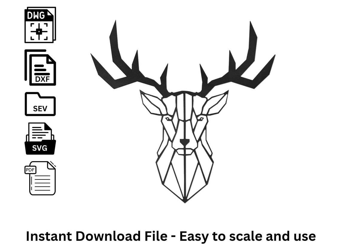 Deer Wall Art, Digital File, Plasma and Laser Cut File, Engraving ...