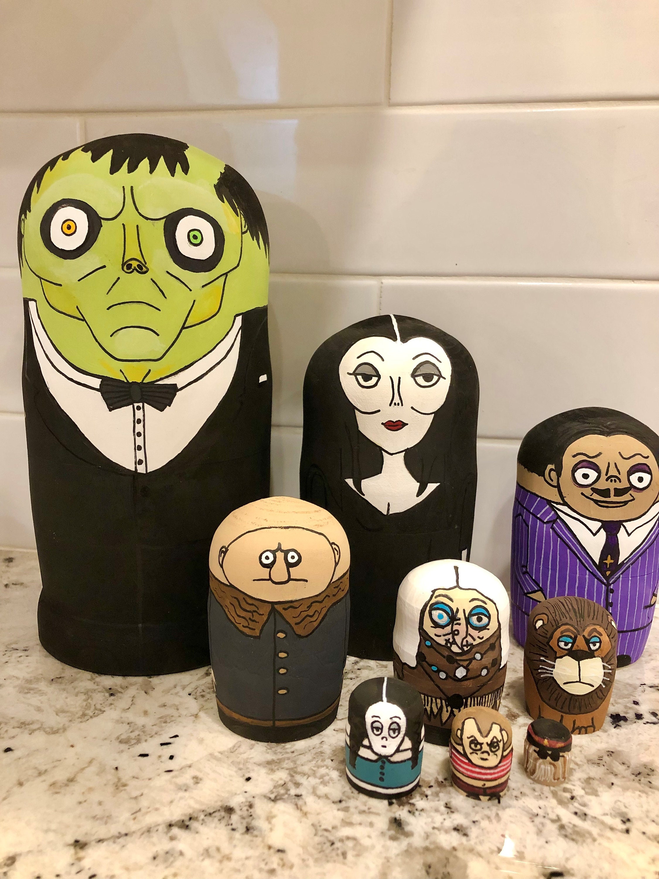 Addams Family Pop Inspired Hand Painted Nesting Dolls - Etsy