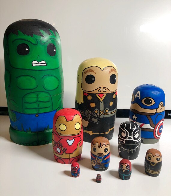 Avengers Pop Inspired Hand Painted Nesting Dolls - Etsy