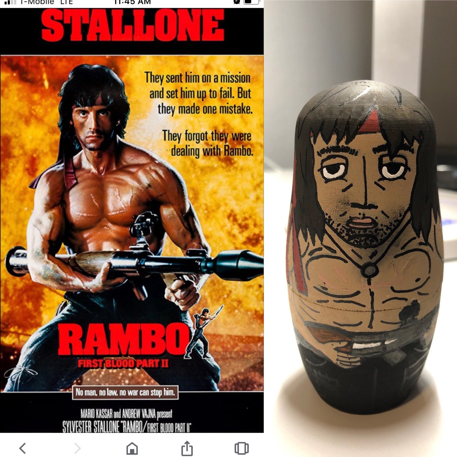 Rambo 1-5 Inspired Custom Painted Nesting Doll - Etsy
