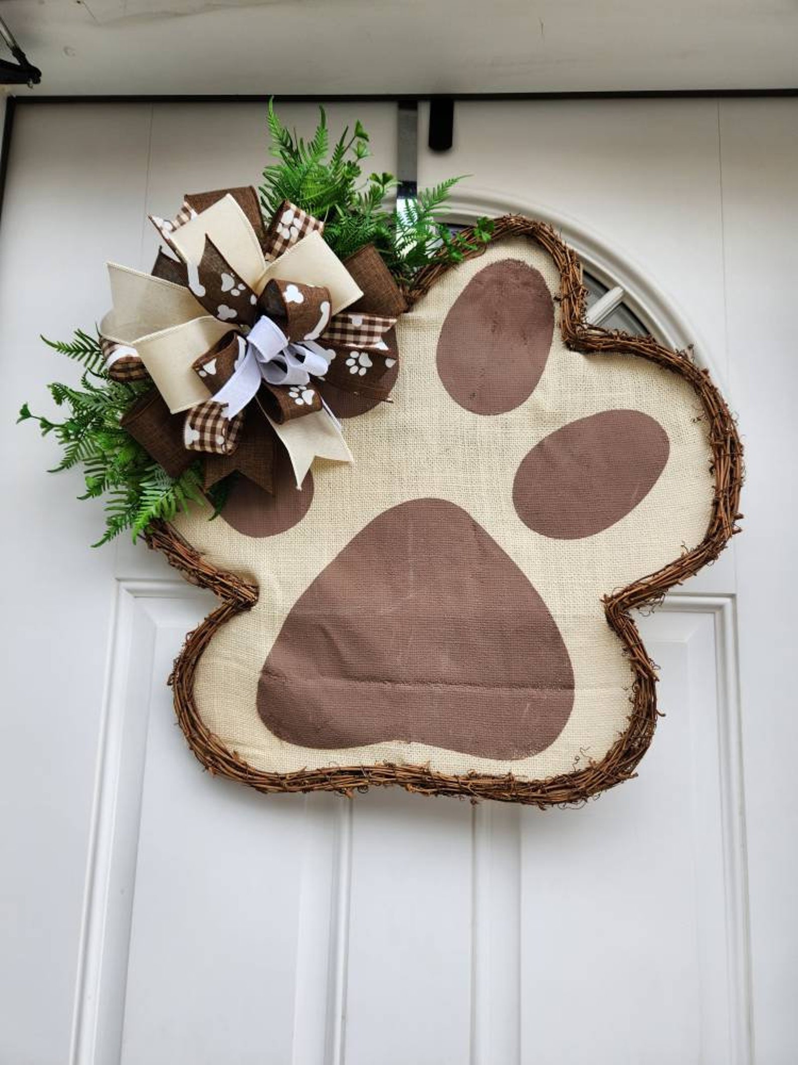 Everyday Paw Print Door Hanger, Grapevine Paw Print Wreath, Dog Lovers ...