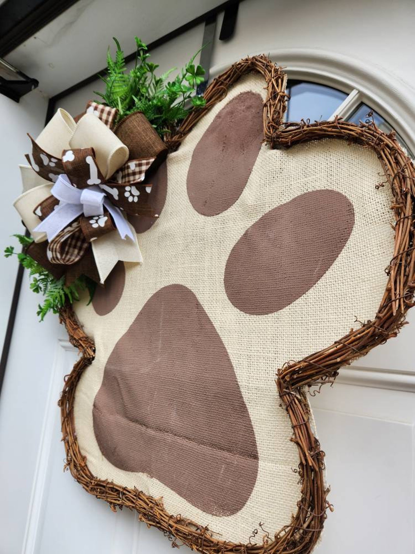 Everyday Paw Print Door Hanger, Grapevine Paw Print Wreath, Dog Lovers ...