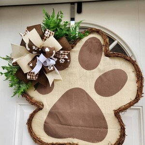 Everyday Paw Print Door Hanger, Grapevine Paw Print Wreath, Dog Lovers ...