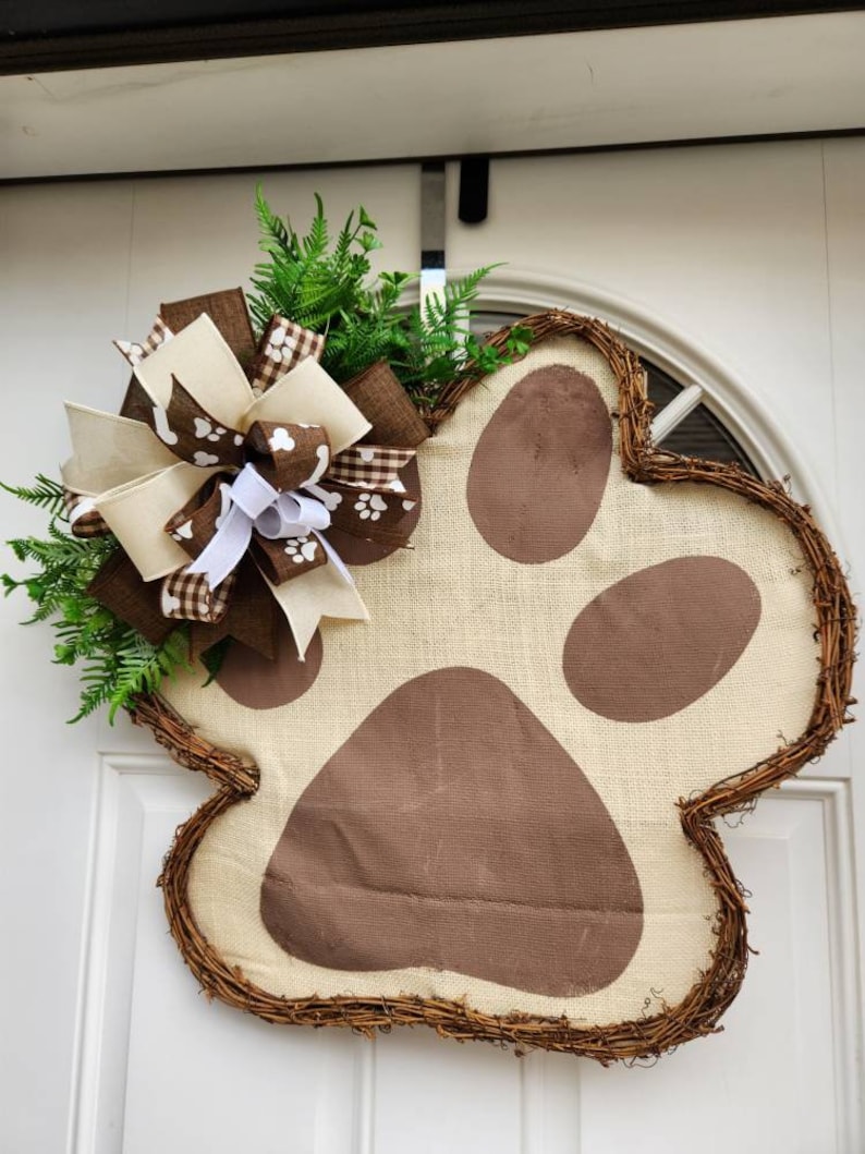 Everyday Paw Print Door Hanger, Grapevine Paw Print Wreath, Dog Lovers ...
