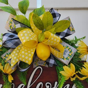 Everyday Yellow and Lemons Welcome Sign, Round Wooden Welcome Sign ...