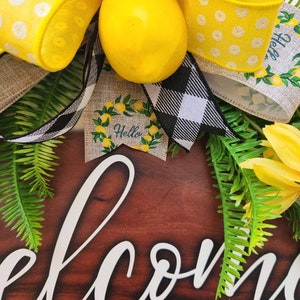 Everyday Yellow and Lemons Welcome Sign, Round Wooden Welcome Sign ...