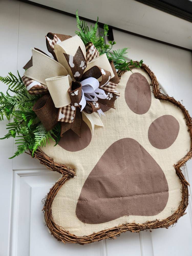 Everyday Paw Print Door Hanger, Grapevine Paw Print Wreath, Dog Lovers ...