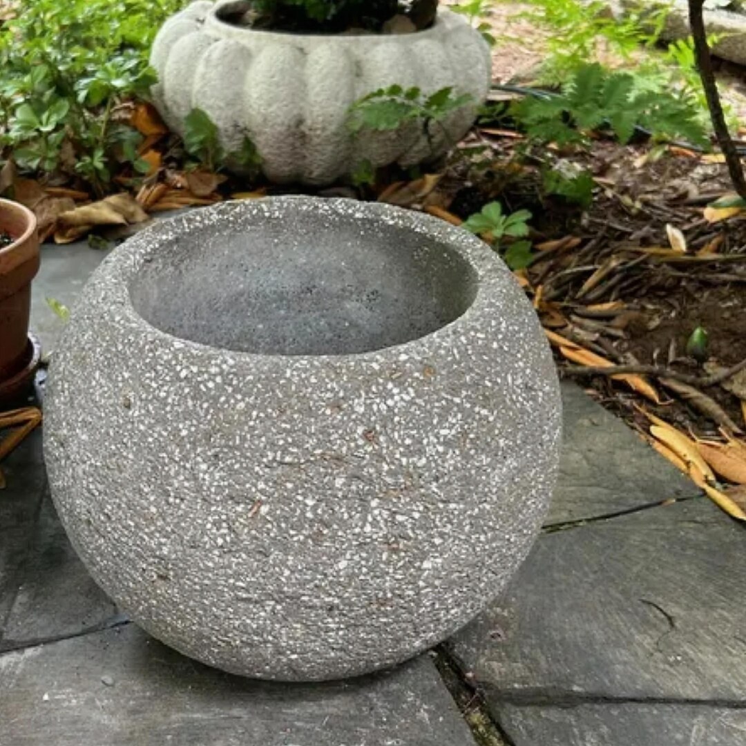Hypertufa Spherical Planter / Slate Color / Outdoor Succulent Pot / 5 ...