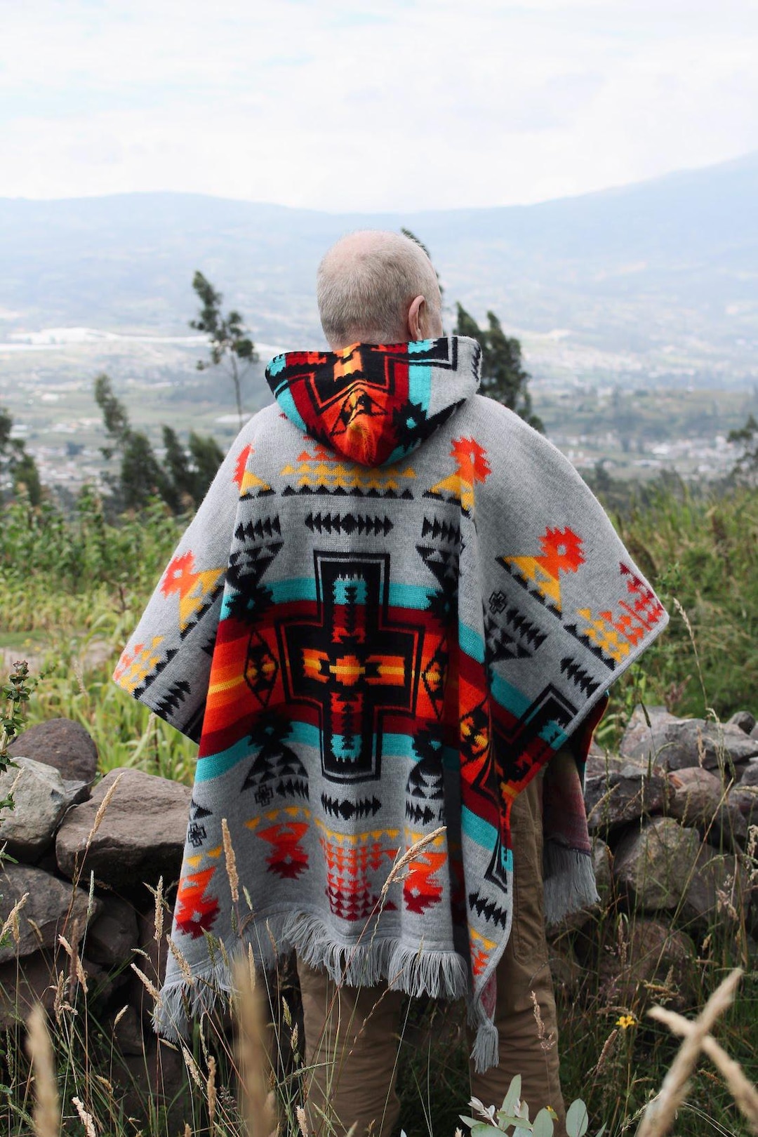 Boho Poncho Wool Poncho Native Fringe Poncho Navajo Poncho Unisex Cape ...