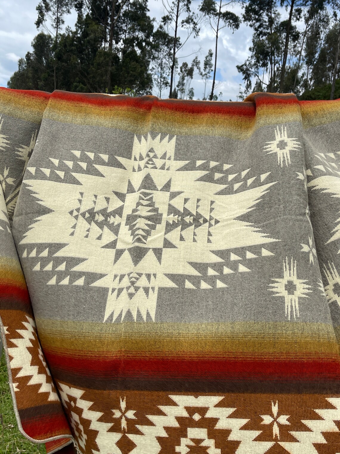 Handmade Alpaca Wool Throw Blanket: Southwest Native Design - Etsy