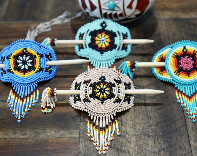 Hand Made Beaded Barrette, Beaded Hair Barrettes, Indigenous Beaded ...