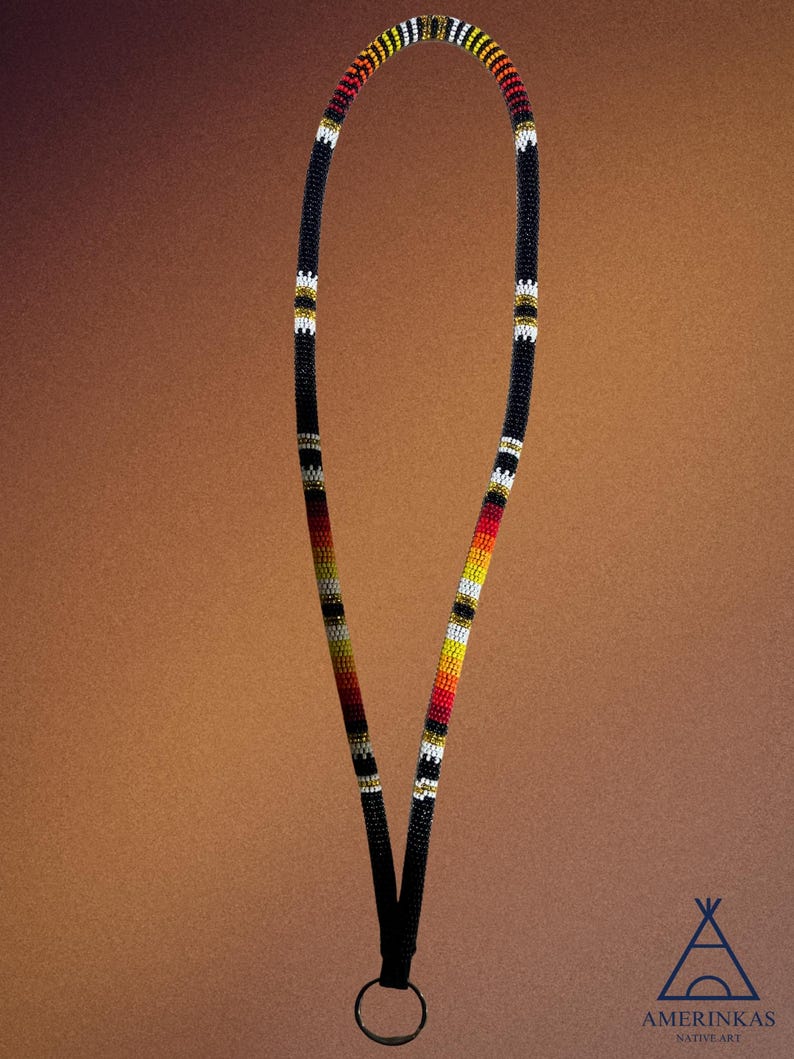 Indigenous Made Beaded Lanyard - Handmade Teacher and Nurse ID Badge ...
