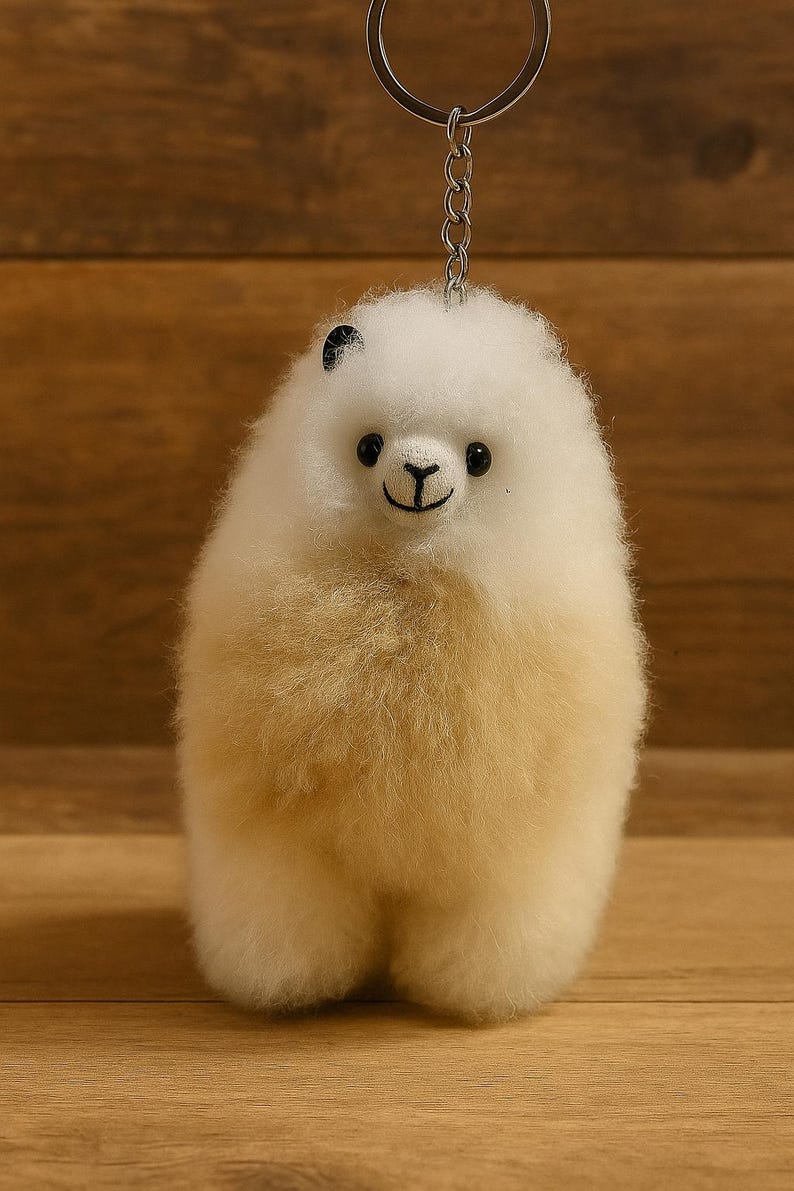 Handmade Baby Alpaca Keychain: Fluffy Llama Charm - Etsy